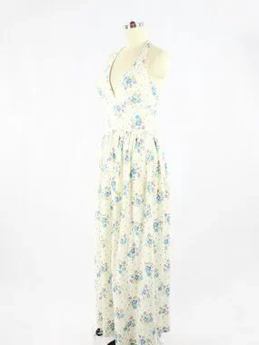 Vintage | Dresses | Vintage 7s Cole Of California Ivory Blue Floral ...